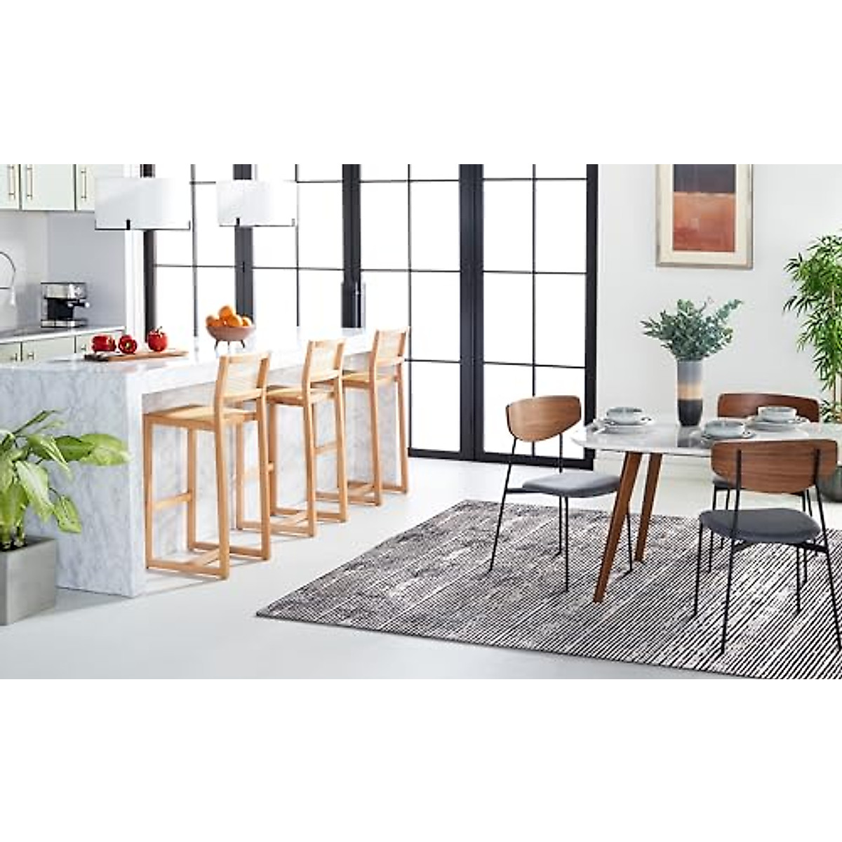 SAFAVIEH Lurex Collection Area Rug - 8' x 10', Black & Grey, Modern Abstract Design, Non-Shedding & Easy Care, Ideal for High Traffic Areas in Living Room, Bedroom (LUR188Z)