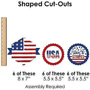 Big Dot of Happiness Stars and Stripes - Hanging Patriotic Party Tissue Decoration Kit - Paper Fans - Set of 9