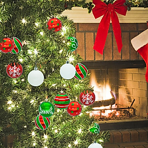 24 Pcs Christmas Tree Ornaments Christmas Ball Hanging Ornaments 2.36" White Red and Green Christmas Ball Sets for Christmas Tree Holiday Decorations…