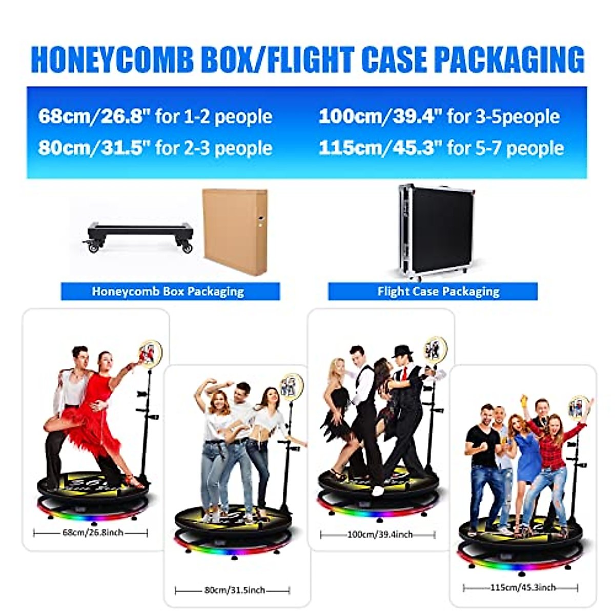 MWE Magic 360 Photo Booth Machine with Custom Logo Remote Control Automatic 360 Spin Camera Booth 9 (32in, Magic)
