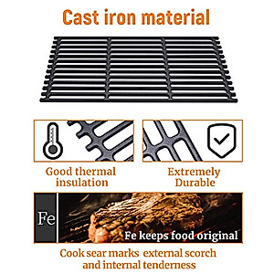 SHINESTAR 17'' x 9 1/2" Grill Grates for Charbroil Tru Infrared 463242716, 463276016, 463242715, Nexgrill 720-0882A, Lowe's 639322, Porcelain-enameled Cast-Iron Cooking Grid, Set of 3