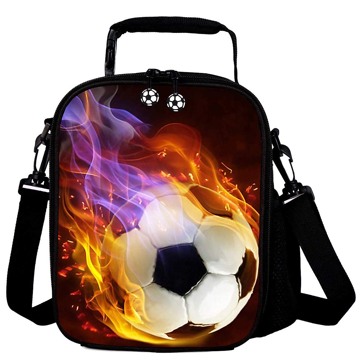 7-mi Kids Football Printed Lunch Box Bag, 5L Capacity, Stylish Design, Made-to-Last Zipper, Cushioned Carrying Strap, Easy to Clean