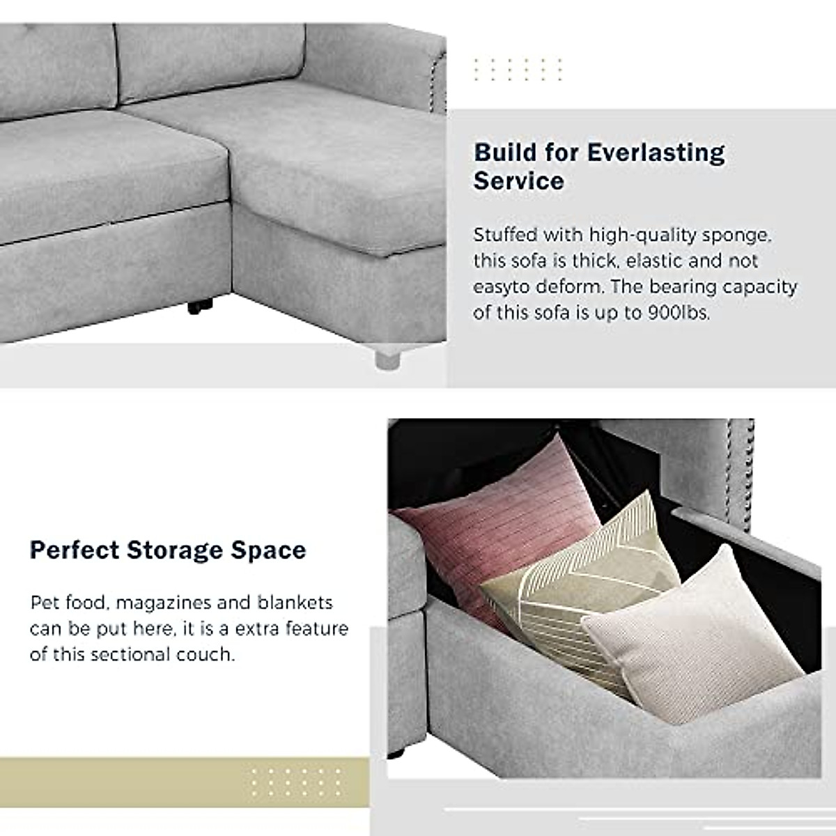 ERYE L-Shaped Pull Out Sleeper Couch Bed Velvet Tufted Upholstered Convertible Reversible Sleep Sectional Sofa with PullOut Sofabed for Living Room