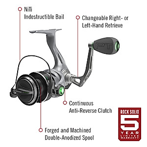 Quantum Energy S3 Spinning Fishing Reel, Size 25 Reel, Changeable Right- or Left-Hand Retrieve, Continuous Anti-Reverse Clutch, EVA Handle Knobs, 5.2:1 Gear Ratio, 8 + 1 Bearings, Silver/Black