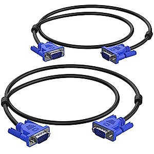 Weduda VGA to VGA Cable 6 feet 2 Pack, 15 pin 1080P Full HD Male to Male Monitor Cable for Computer PC Laptops TV Projectors