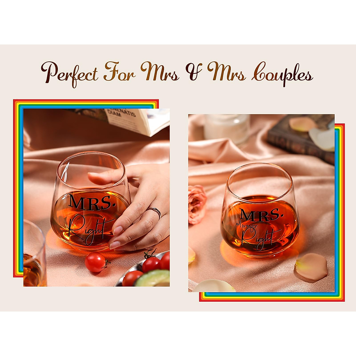 comfit Mrs and Mrs Lesbian Wedding Gifts/Lesbian Birthday Gift for Couples/Lesbian Engagement Gifts,Lesbian Couples gifts for Christmas Thanksgiving