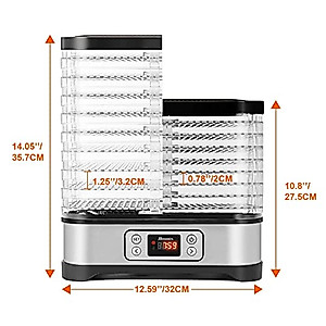 Homdox 8 Trays Food Dehydrator Machine with Fruit Roll Sheet, Digital Timer and Temperature Control, Dehydrators for Food and Jerky, Meat, Fruit, Vegetable, Herbs, BPA Free/400 Watt/Updated