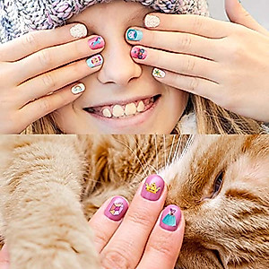 VIWIEU Small Kids Nail Stickers Princess Nails Decals for Little Girls 12 Sheets, 600+ Cute Toddler Tiny Fingernail Wraps Birthday Party Favors, Easter Basket Filler, Christmas Holiday Gift