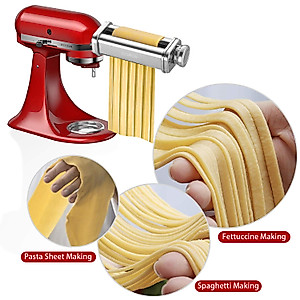 Pasta Attachment for Kitchenaid Stand Mixer,Cofun 3 Piece Pasta Maker Machine with Pasta Roller and Cutter Set for Dough Sheet, Spaghetti and Fettuccine kitchenaid Attachments for Mixer