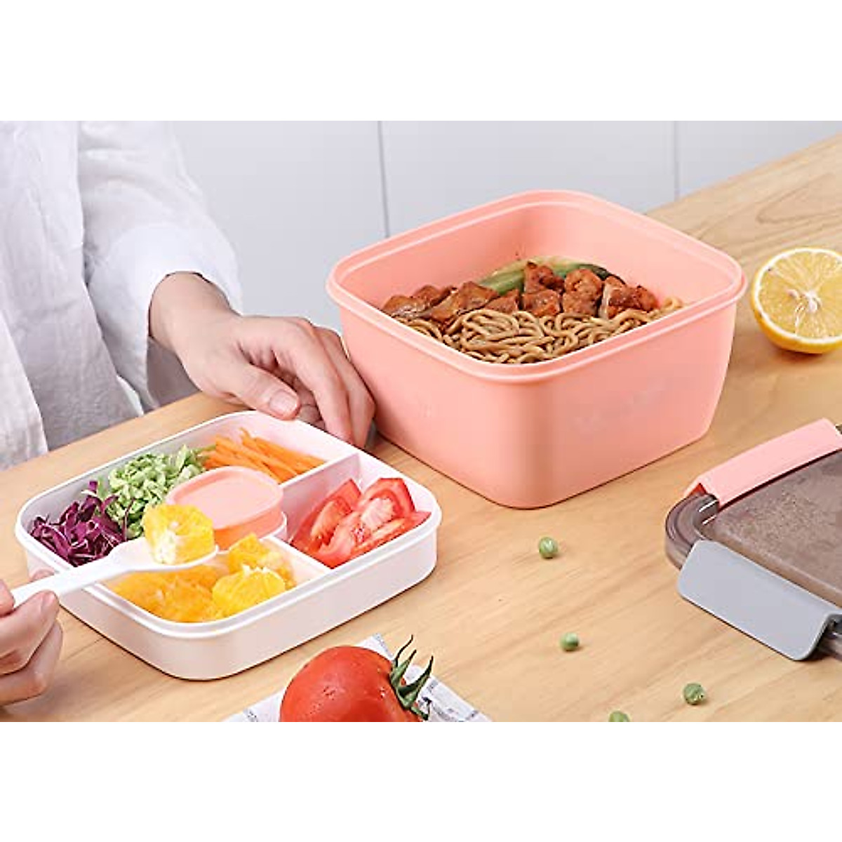 Cezoyx 3 Pack Salad Lunch Container To Go, 52 Oz Reusable Salad Bowl with 3 Compartment, Salad Dressings Container for Salad Toppings, Fruit, Lunch