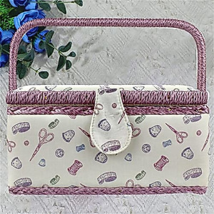 LUKEO European Style Portable Sewing Box Needle Thread Storage Case Container Home Bedroom