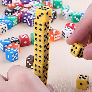 AUSTOR 100 Pieces 12mm Dices 6 Sided Game Dice Set Square Corner Dice with a Drawstring Pouch
