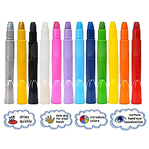 Mosaiz Face Painting Kits for Kids, 12 Colors Water Based Face Paint Kit, Twistable and Washable Paint Sticks for St Patricks Day, Birthday, Halloween, Cosplay Makeup and Body Paints for Adults