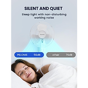 PELONIS 16’’ Wall Mount Fan with 3 Speed Settings Oscillating Household Wall Mounted Fan with Adjustable Tilt High Velocity for Garage Patios Bedroom, 2 Packs White