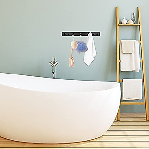 2 Pcs Key Holder for Wall 5 Hooks Perforated 304 Stainless Steel Matte Black Metal Key Hanger for Wall, Entryway, Bathroom, Kitchen, Office