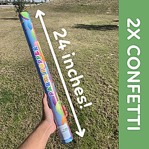 TUR Party Supplies Giant (24 in) Biodegradable Confetti Cannons Party Poppers (2 Pack) | Multicolor | Launches Up to 25ft | Confetti Poppers for New Years Eve, Birthdays, Weddings, Graduations