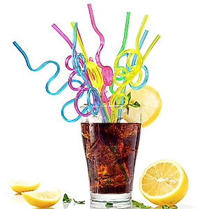 VOKOY 20pcs Crazy Loop Straws, Colorful Reusable Drinking Straws Funny Straws for Kids, Birthday Party, Parties, Carnivals