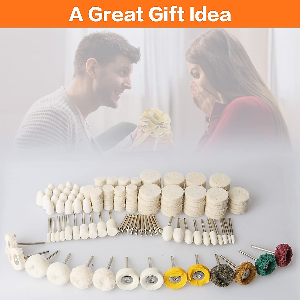 134PCS Polishing Buffing Wheel Polishing Kit Compatible with Dremel, Polishing Wheel Rotary Tool Accessories with 1/8" Shank, Abrasive Wheel Buffing Polishing Wire Brushes Wool Felt Cotton Mounted