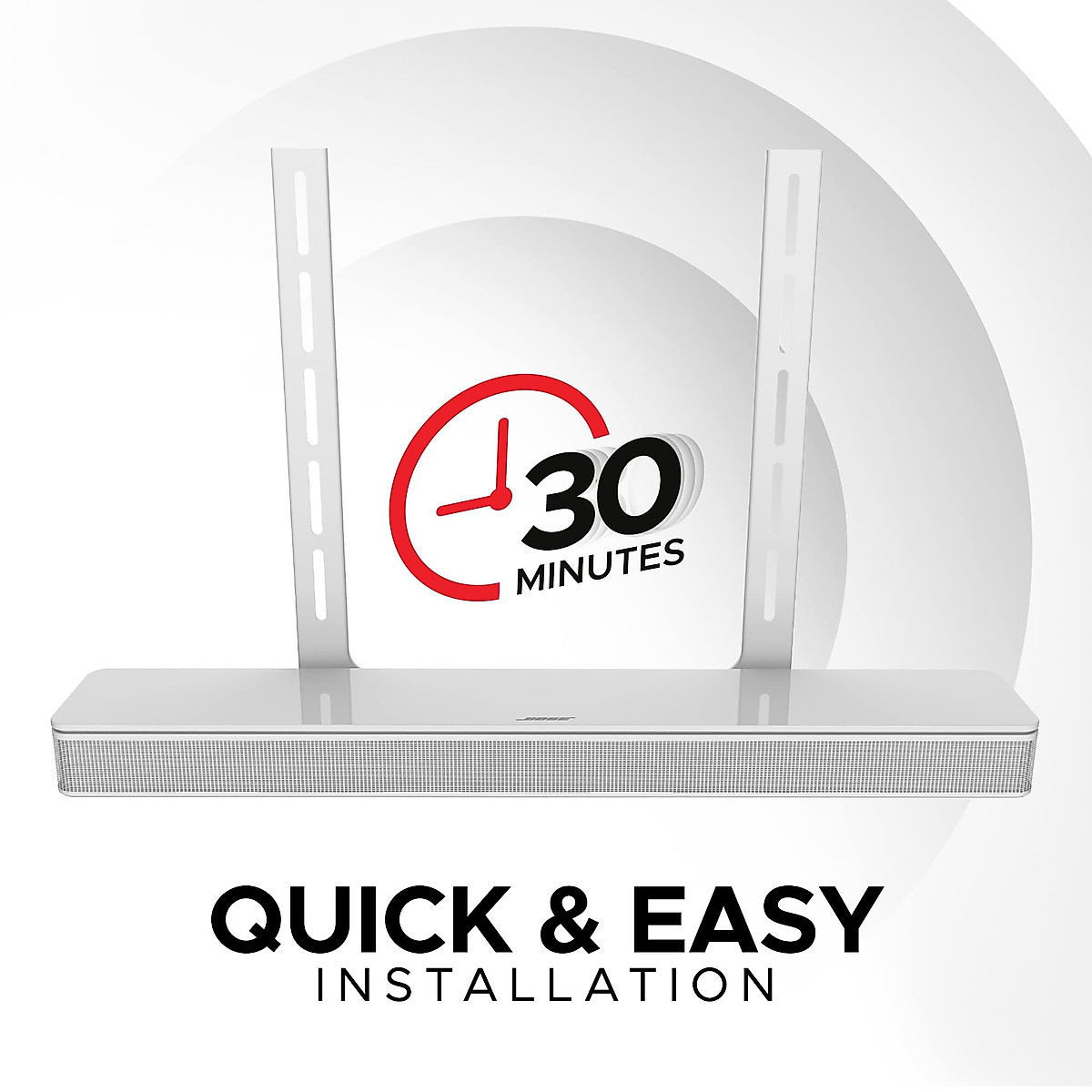 Universal Under TV Mount, White, Compatible with Bose Smart Soundbar 300/500/550/600/700/900/Ultra, TV Speaker, Soundtouch 300 - Invisible Once Fitted, Fast & Easy Way to Mount Your Sound Bar