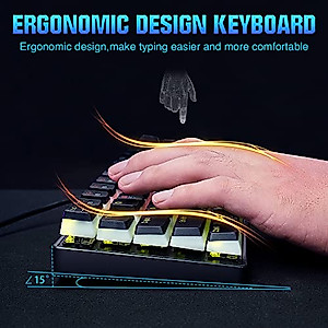BENGOO Mechanical Gaming Keyboard, 60% Rainbow LED Backlit Compact Keyboard with 61 Keys and Blue Switches,Mini Wired Keyboard with 21 Anti-ghosting Keys for Computer Gamer PC Mac(Black)