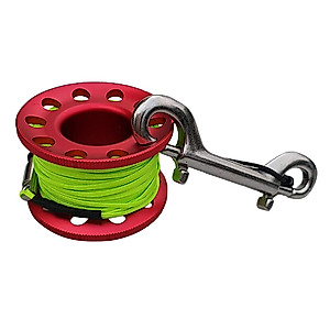 Tongina Underwater Scuba Diving Finger Spool Dive Reel & 15m Line, Compact & Durable, red
