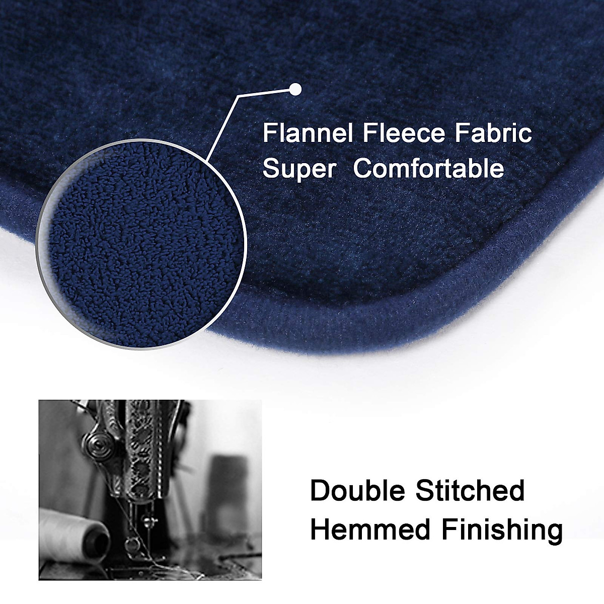 H.VERSAILTEX Kitchen Mat 2 PCS Kitchen Rugs Non Slip Memory Foam Flannel Velvety Kitchen Runner Rug Water Absorbent Soft Kitchen Rug Set for Floor Rug Standing Rugs(47" x 17" + 24" x 17", Navy)