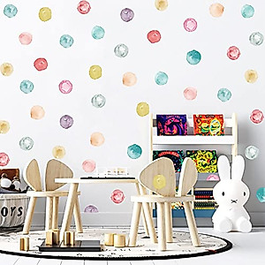 Polka Dot Wall Decals Removable Watercolor Colorful Wall Sticker for Kids Baby Girls Living Room Bedroom Playroom 60dots