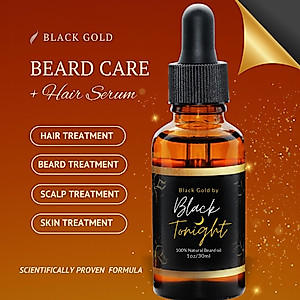 Black Tonight Premium Beard Oil – Organic Beard Growth Serum with Orange Citrus Scent – Luxury Beard & Hair Growth Serum that Softens, Conditions, Strengthens & Protects - 1oz