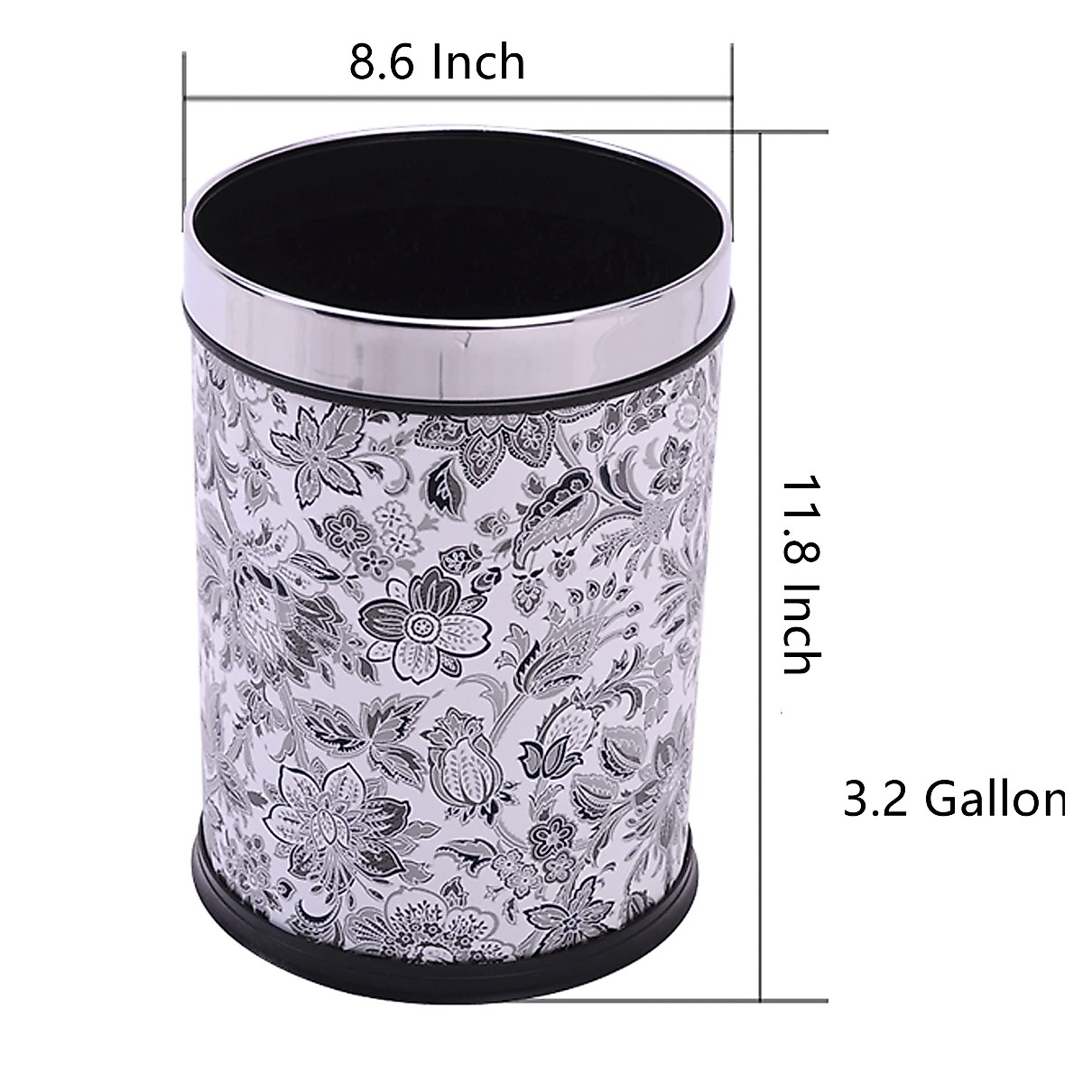 Happiness Decoration Round Garbage Bin Open Top 3.2 Gallon Trash Can for Home, Office, Kitchen, Bathroom,Bedroom, Living Room Wastebasket Waterproof Pu Leather Trash Can Decor (Pattern-D)