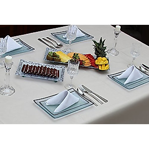 GAC Great American Classics Florentine Designed Charcoal Tempered Glass Rectangular Serving Tray on Glass Ball Legs Break and Chip Resistant – Oven Proof – Microwave Safe Decorative Platter