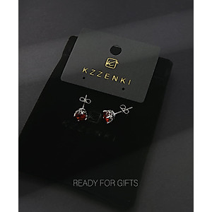 KZZENKI Red Earrings 6mm Black and Red Stud Earrings for Women Vintage Crown Red Jewelry Goth Earrings