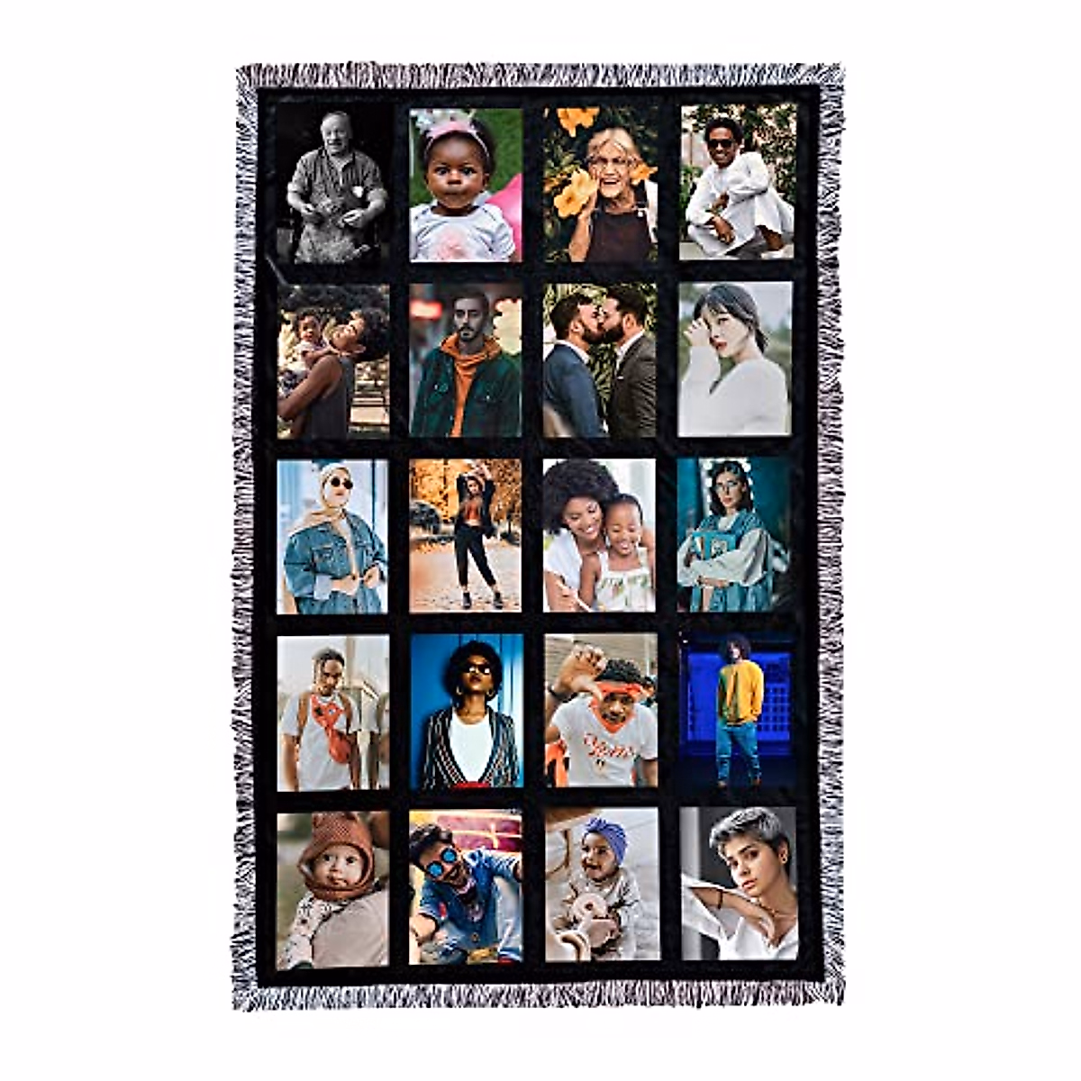 20-Panel Blank Sublimation Plush Velvet Blanket with Soft Edge Frills, DIY Velvet Blanket, Soft Sublimation Blanket, Black, 40 x 60'' (BL-40X60-20P)