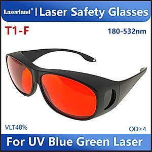 Laser Safety Glasses 532nm OD6 180nm-532nm Wavelength Violet/Blue/Green Laser Protective Goggles for 405nm, 445nm, 450nm,473nm 532nm, Like Tattoo Eyebrow Removing T1- F