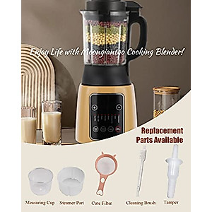 Moongiantgo Professional Cooking Blender for Kitchen Hot Cold with 8 Presets, 59Oz Glass Jar, 58000RPM High Speed Quiet for Smoothie Shake, Khaki 110V