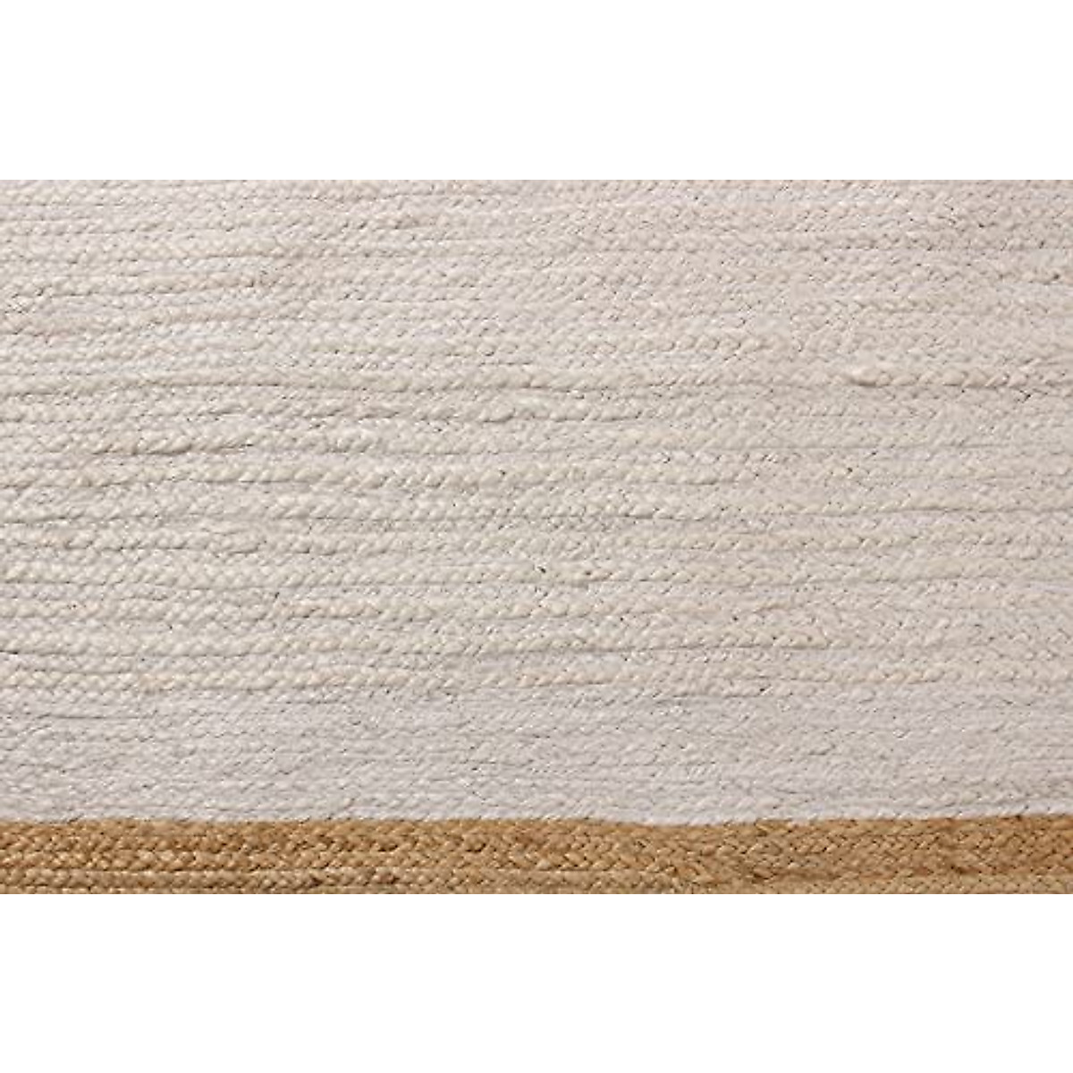 CASAVANI 100% Handmade Natural Jute Rugs Geometric White & Beige Hand Braided Rag Rug Best Uses for Living Room Bedroom Entryway Laundry Room Doorway Door Mate 4x8 6x8 5x5 Feet Square