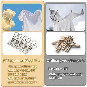 Clothes Pin - 30Pack Metal Clothes Pin with Bag Clothes Pins Heavy Duty Outdoor Metal Clothes Pins Clips Metal Chip Clips Stainless Steel Clothes Pins Metal Chip Clips Heavy Duty Clothes Line Clip