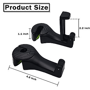 2 in 1 Car Seat Hooks,2PCS Multifunctional Car Seat Back Hooks with Mobile Phone Holder, Universal Car Seat Internal Accessories Hooks, for Phones, Bag, Umbrellas, Clothes (Carbon Black)