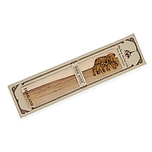 WitnyStore 7" Long Carved Wooden Bookmark Elephant Walking and Baby Lifting Trunk Handmade Unique Craft Accessory Collectibles Gift Souvenir