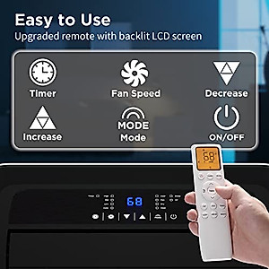 TURBRO Greenland 14,000 BTU Portable Air Conditioner and Heater, Dehumidifier and Fan, 4-in-1 Floor AC Unit for Rooms up to 600 Sq Ft, UV-C Light, Sleep Mode, Timer, Remote Included (10,000 BTU SACC)