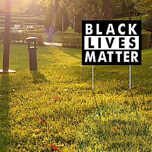 BannerBuzz Black Lives Matter I Can't Breathe Yard Sign with Metal Stakes, Non-Reflective UV Print Corrugated Plastic Sheets for Indoor & Outdoor Garden Signs (24" W X 18" H, Double Sided Print)