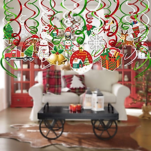 HOWAF Christmas Hanging Swirl Decorations, 30pcs Snowman Snowflake Ceiling Hanging Decor for Christmas Party Supplies Xmas Decor