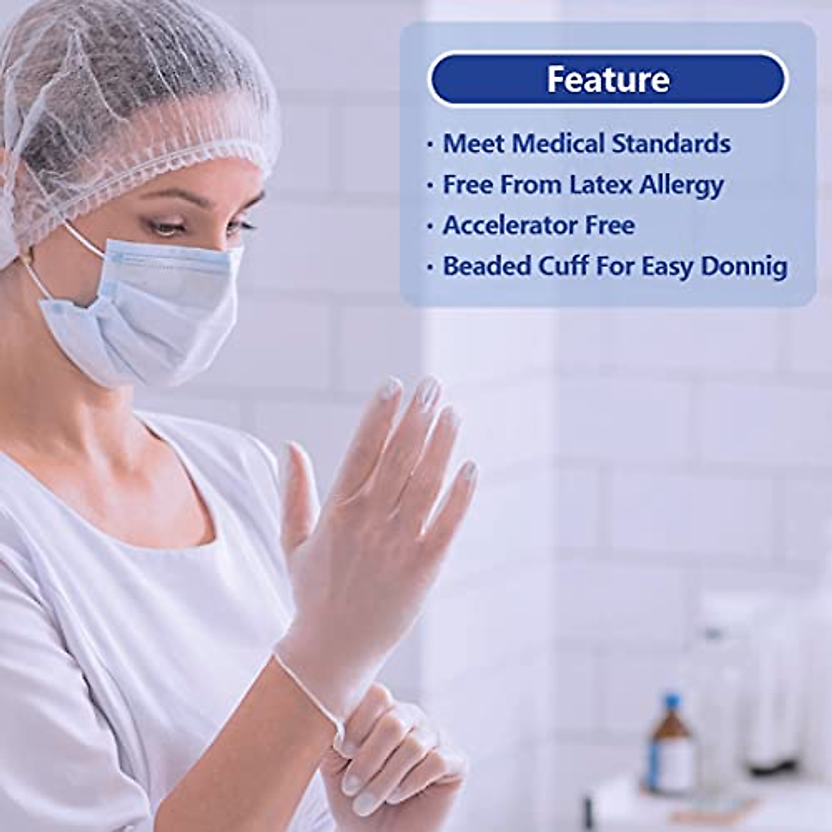 Safe Health Vinyl Exam Disposable Gloves, Free of Latex & Powder, Clear, 3.5 Mil, Medical Grade (1, Medium)