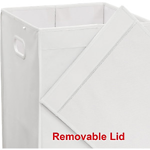 Simple Houseware Foldable Laundry Hamper Basket with Lid, White