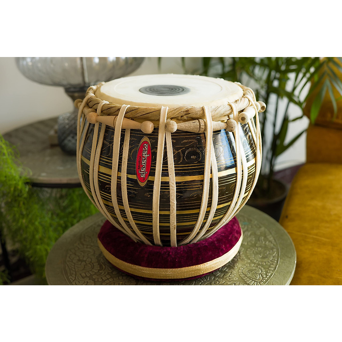 MAHARAJA Tabla Drum Set - Buy 3KG Black Brass Bayan, Finest Dayan, Hammer, Cushions & Cover PDI-EA