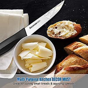 Astercook Steak Knife, Steak Knives Set of 6 with Sheath, Dishwasher Safe High Carbon Stainless Steel Steak Knife with Cover, Black