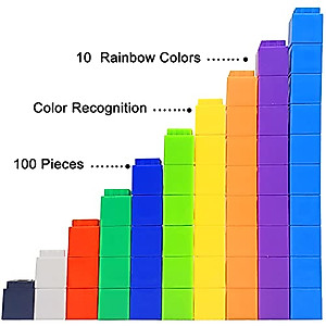 KUTOI Math Manipulatives Counting Cubes, Educational Number Blocks, Classroom Toys Kindergarten Learning Materials Homeschool Supplies,Set of 100 Math Cubes for Kids Ages 3+