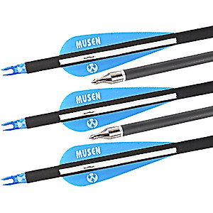 Musen Archery 30/28 Inch Carbon Practice Targeting Arrows with Removable for Youth Compound & Recurve Bow Target (Pack of 12)