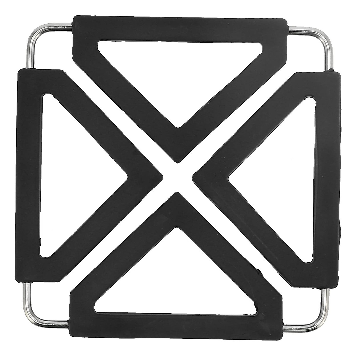 Silicone Trivet Mat Stainless Steel Hot Pot Holder Non‑Slip Coasters Heat Insulation Bowl Mats Foldable Table Pad Tableware Placemat for Hot Pans Bowls Food Grade Non‑Slip Silicone(Black)