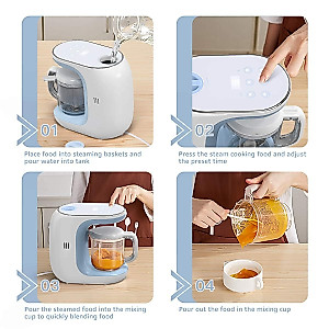 Baby Food Processor Maker Steamer and Blender, Multi-Functional Food Steamer Puree Grinder Machine, Auto Cooking & Shut-Off, Touch Control Panel, Defrost & Steaming Baby Food Mills