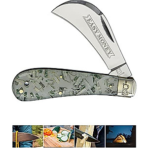 S.S. Folding Knives Rough Rider Easy Money Hawkbill Shredded U.S Currency Open Folding Pocket Knife 1889 Outdoor Survival Hunting Knife for Camping by Survival Steel